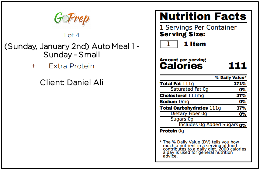 Can Nutrition labels be printed? – GoPrep Help Desk